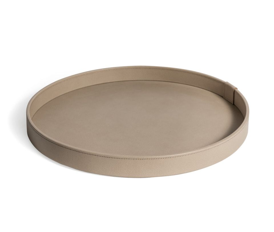 Pinetti Gea Round Tray in Calfskin Leather, Dubai