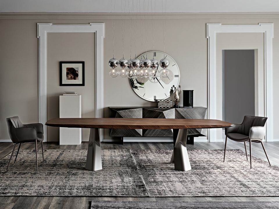 Cattelan Italia MAD MAX Wood Table in Dubai, Steel Base
