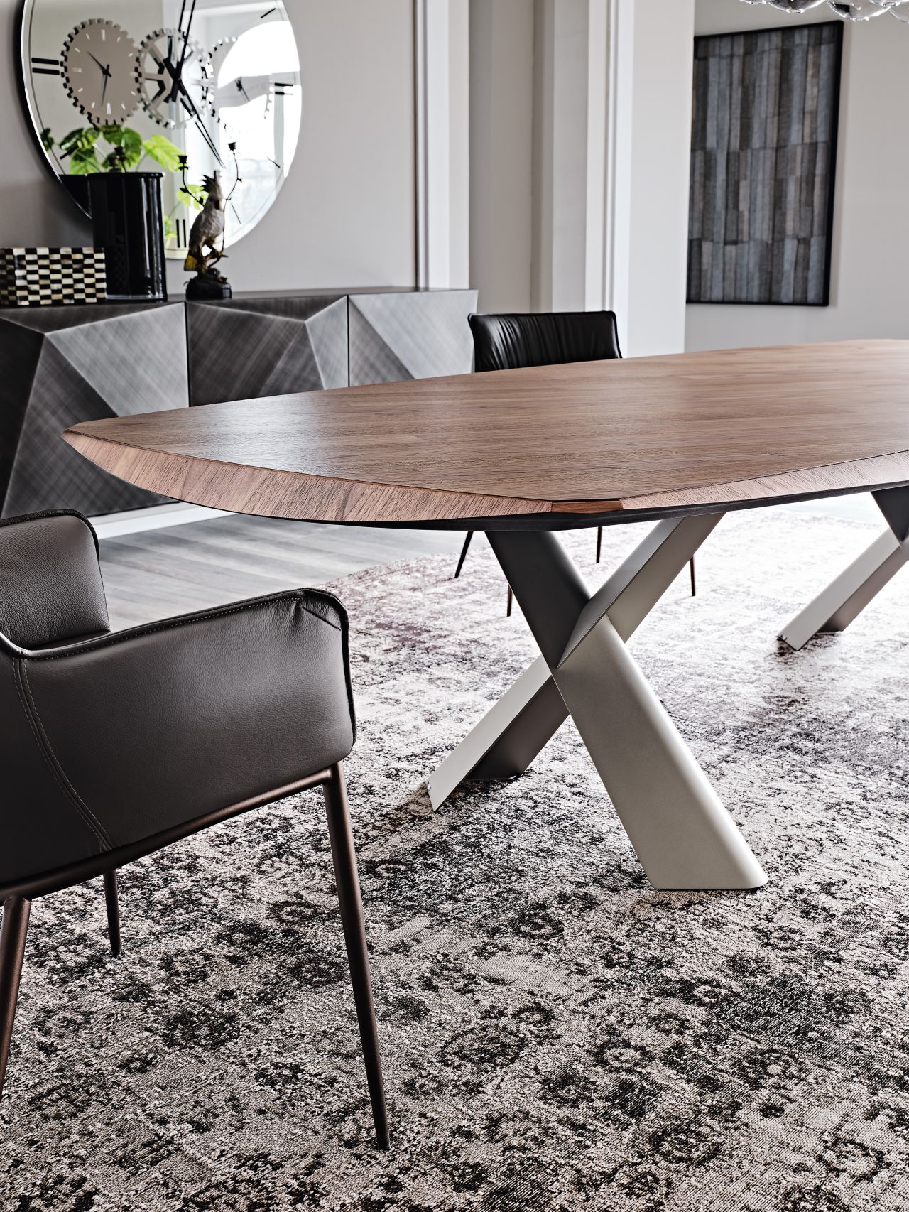 Cattelan Italia MAD MAX Wood Table in Dubai, Steel Base