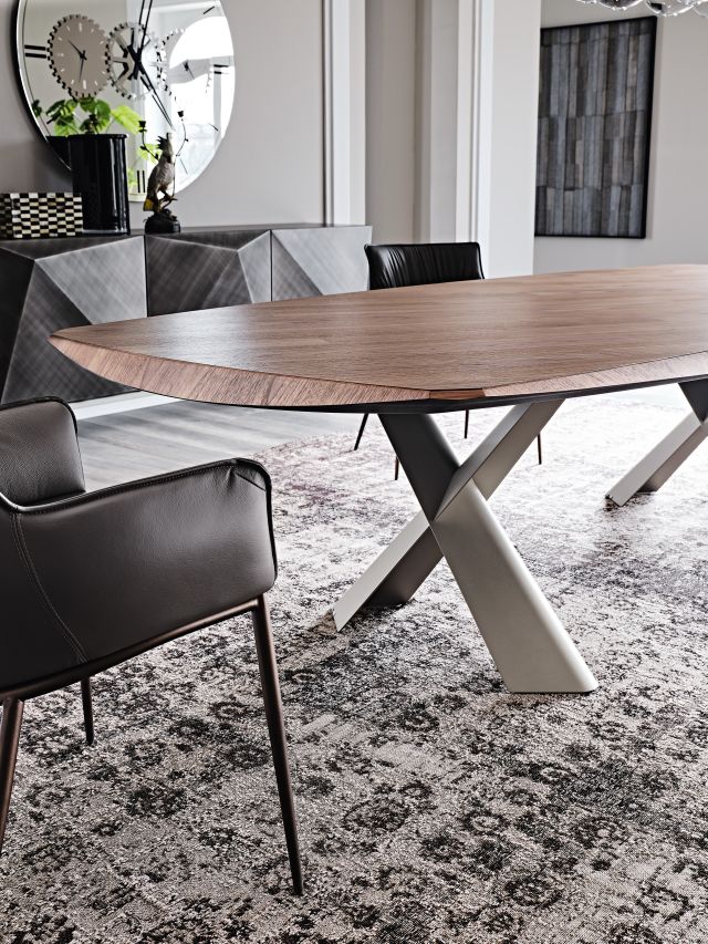 Cattelan Italia MAD MAX Wood Table in Dubai, Steel Base