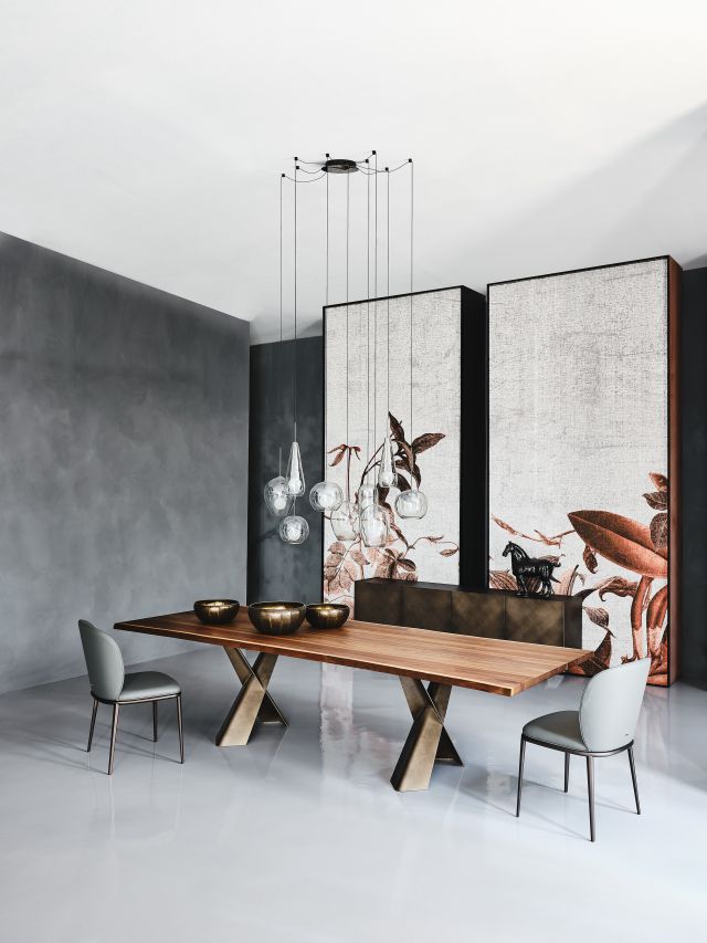 Cattelan Italia MAD MAX Wood Table in Dubai, Steel Base
