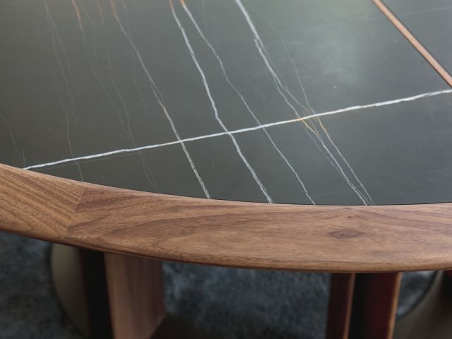 Porada Thayl Dining Table in Canaletto Walnut and Marble